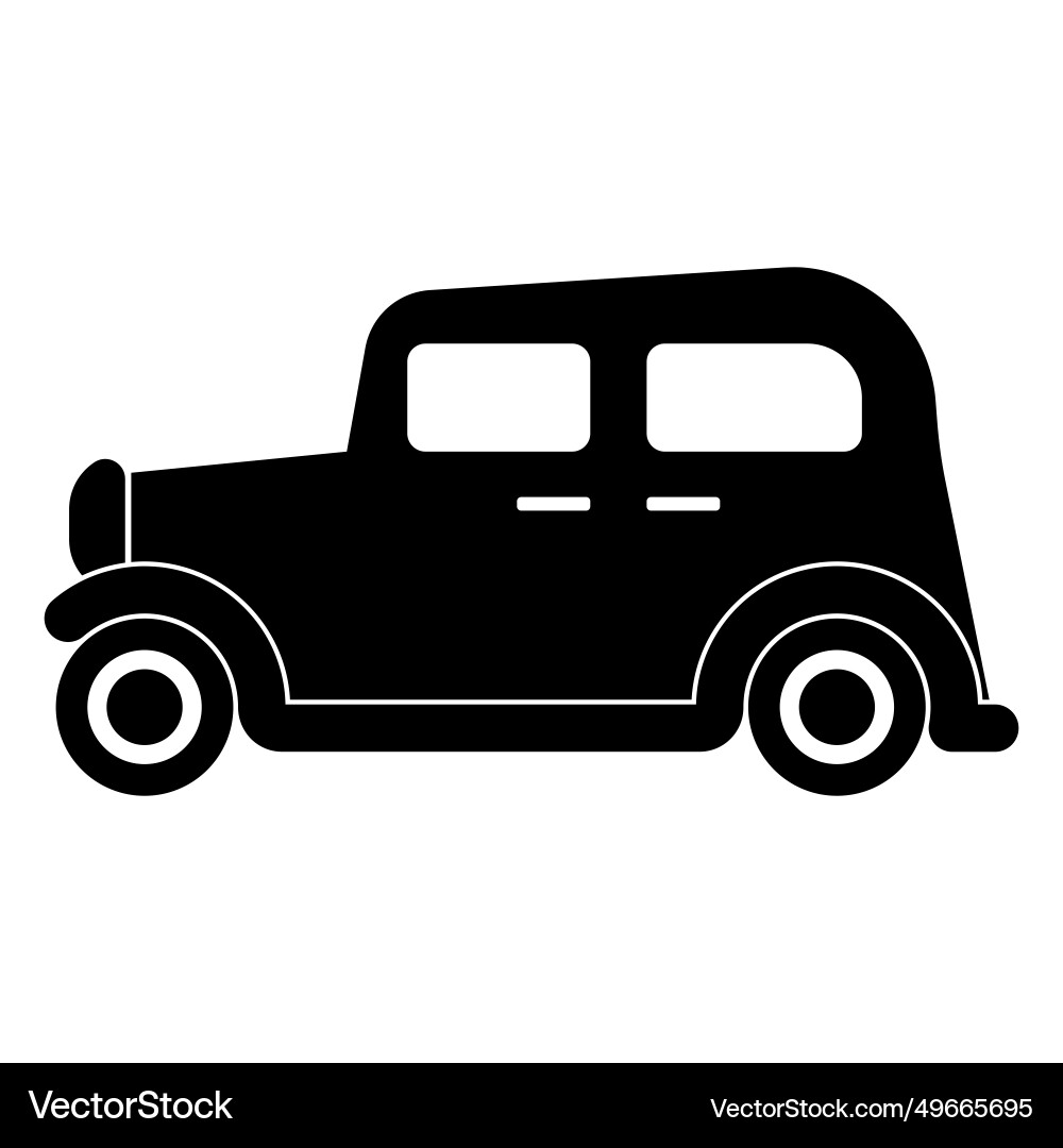 Old car black icon on white background Royalty Free Vector