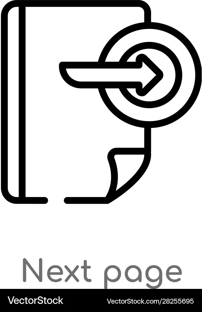 Outline next page icon isolated black simple line Vector Image