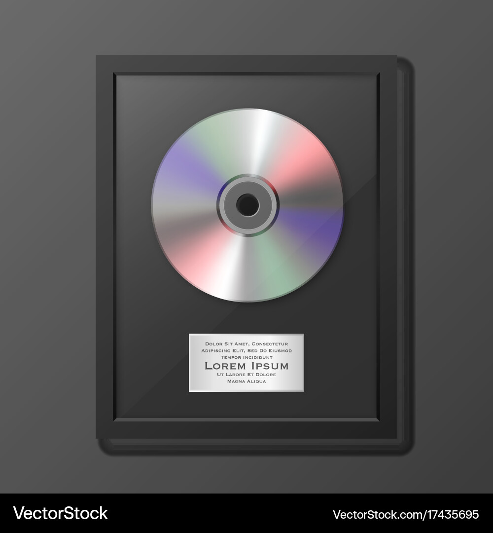 Realistic cd and label in glossy black Royalty Free Vector