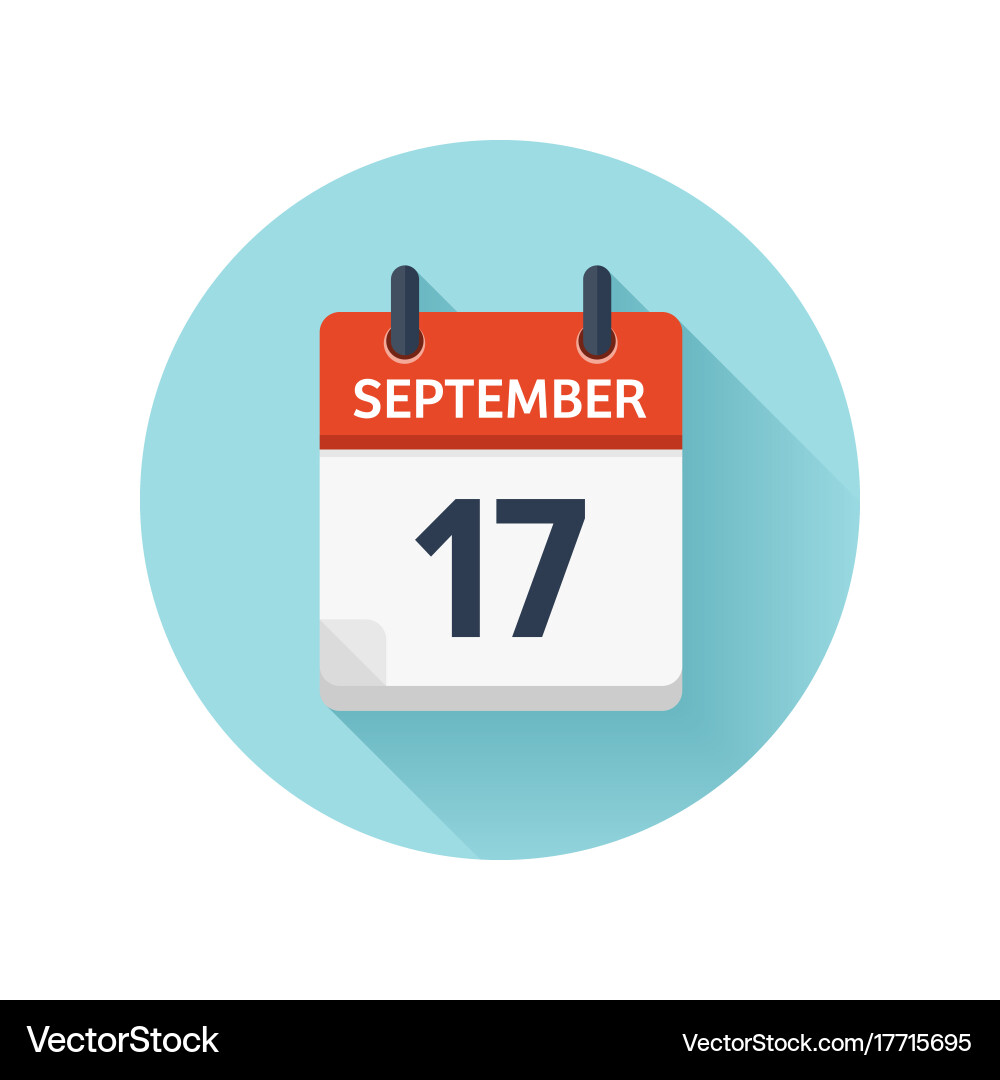 September 17 flat daily calendar icon Royalty Free Vector