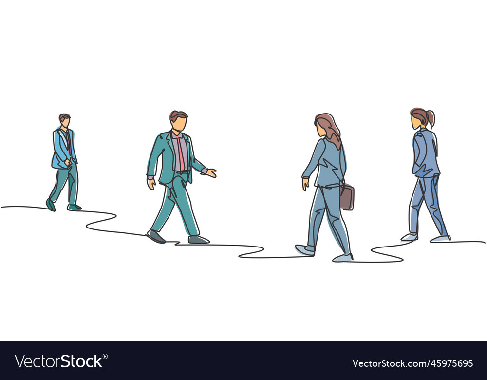 Single Continuous Line Drawing Of Group Urban Vector Image