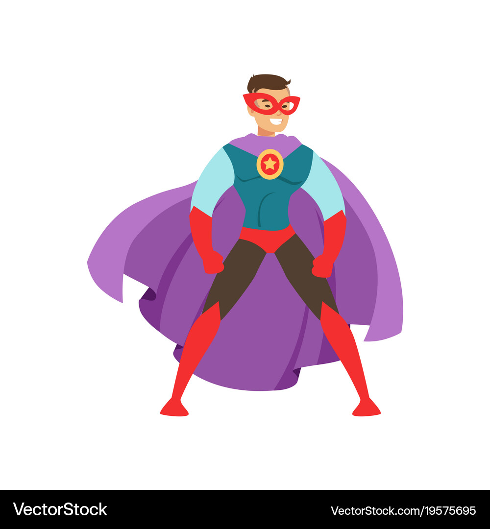 Smiling man character dressed as a super hero Vector Image