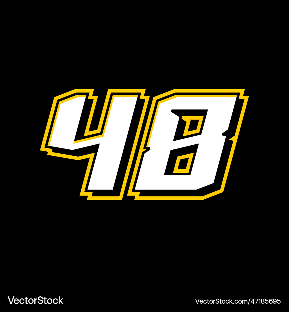 Sport racing number template 48 Royalty Free Vector Image