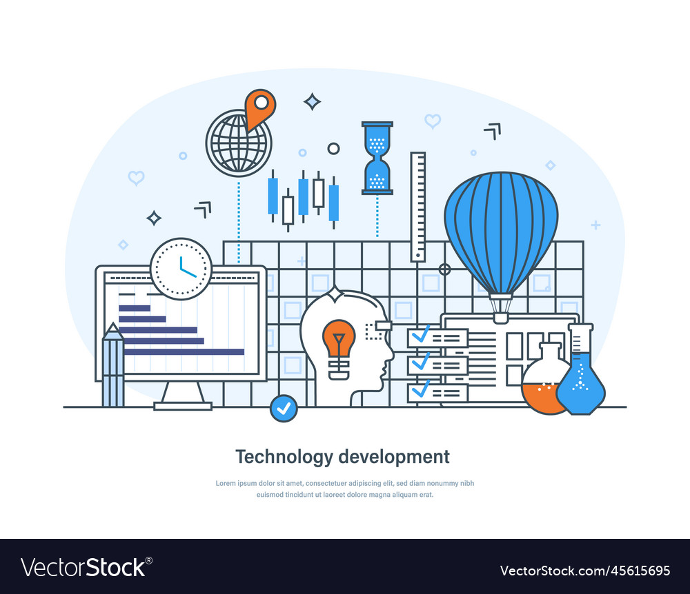Technology development process programming and Vector Image