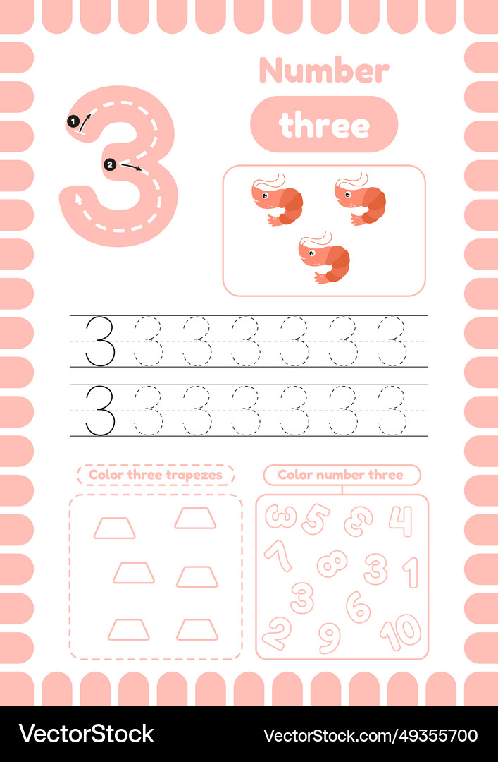 Activity page for kids coloring figures trace Vector Image