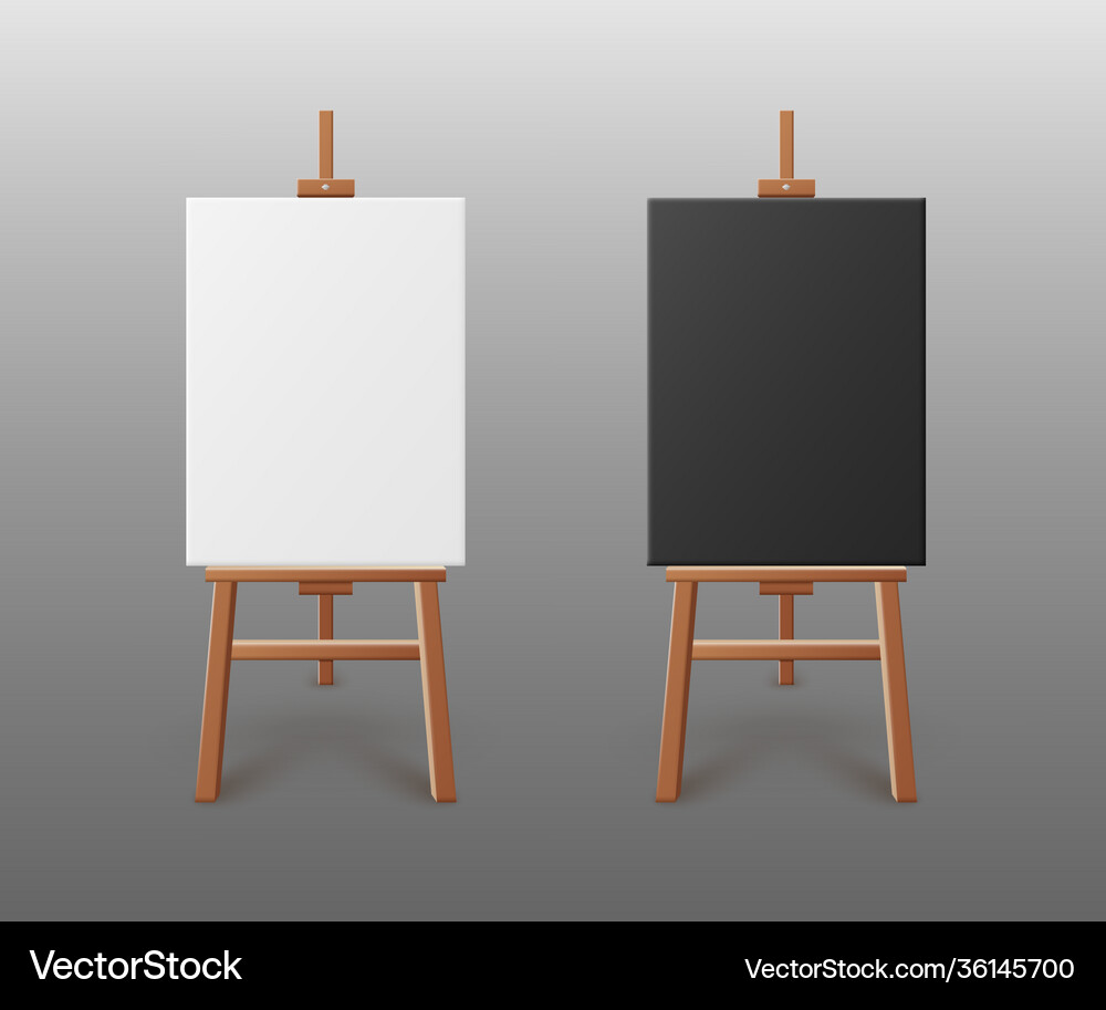 Black and white canvas on easels realistic Vector Image