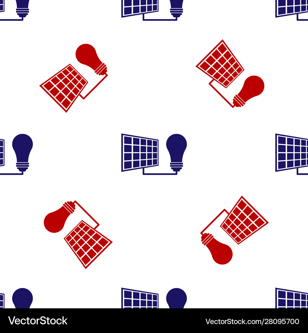 Blue and red solar energy panel and light bulb Vector Image