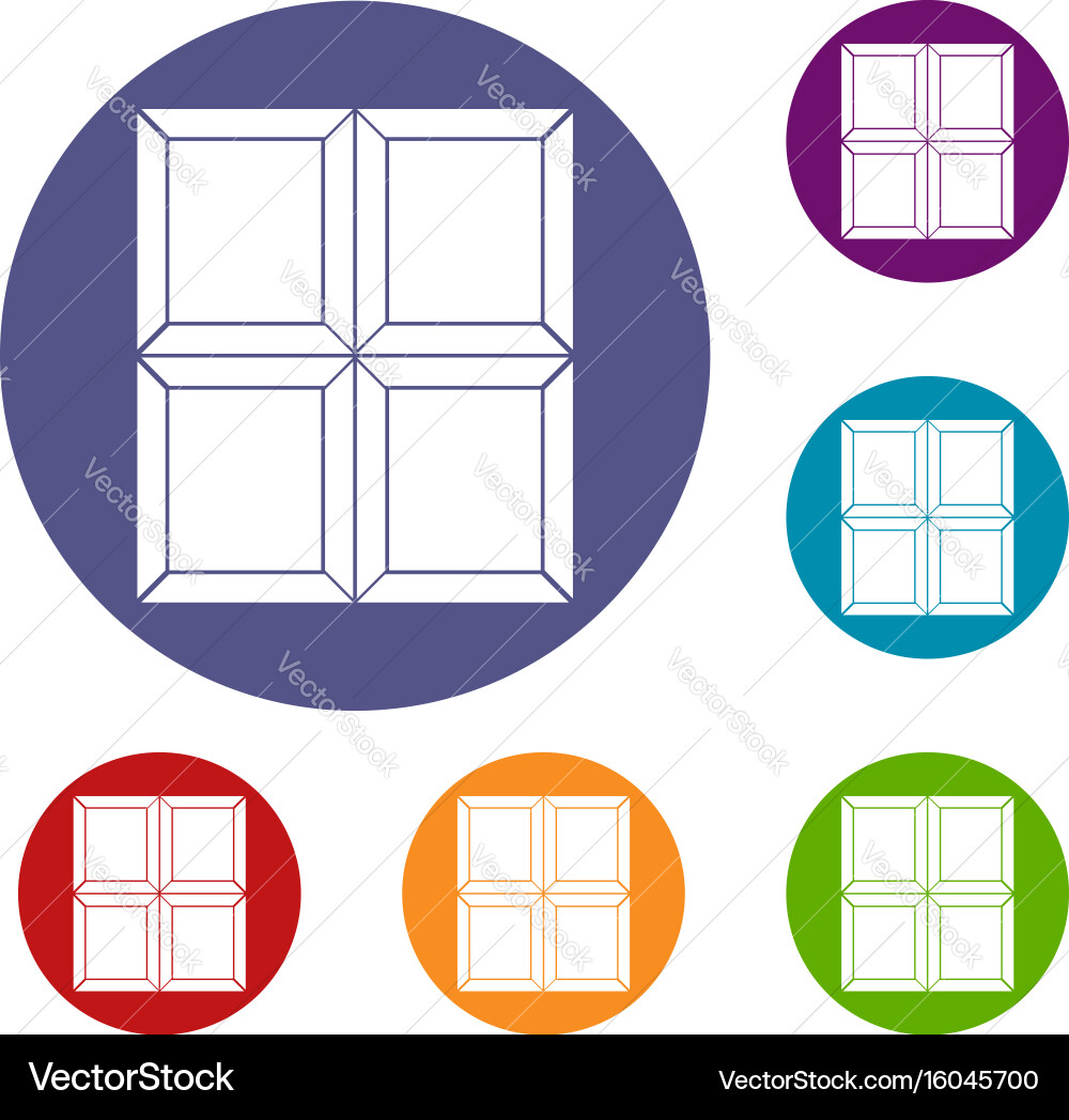Chocolate piece icons set Royalty Free Vector Image