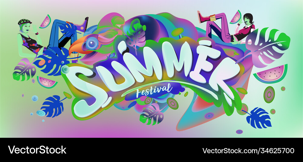 Colorful summer banner tropical background Vector Image