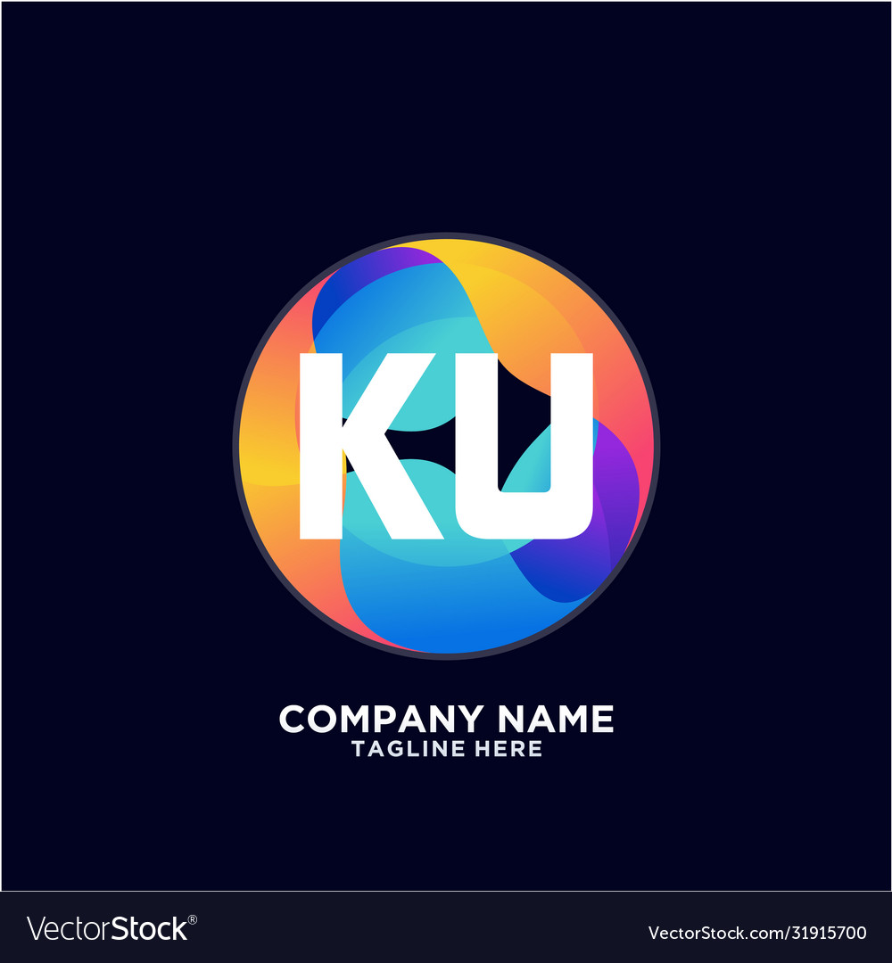 Ku initial logo with colorful circle template Vector Image