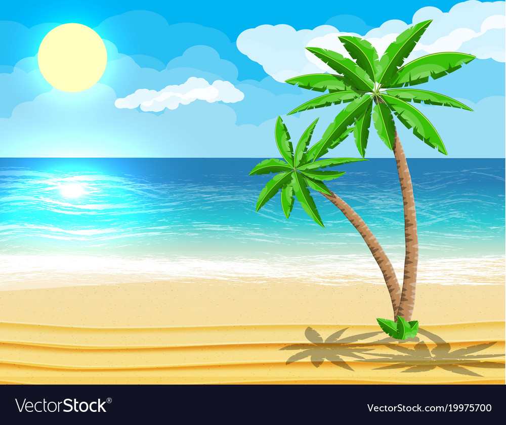 Landscape palm tree on beach Royalty Free Vector Image