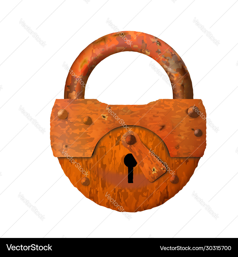 Lock realistic padlock metal and rusty closed Vector Image