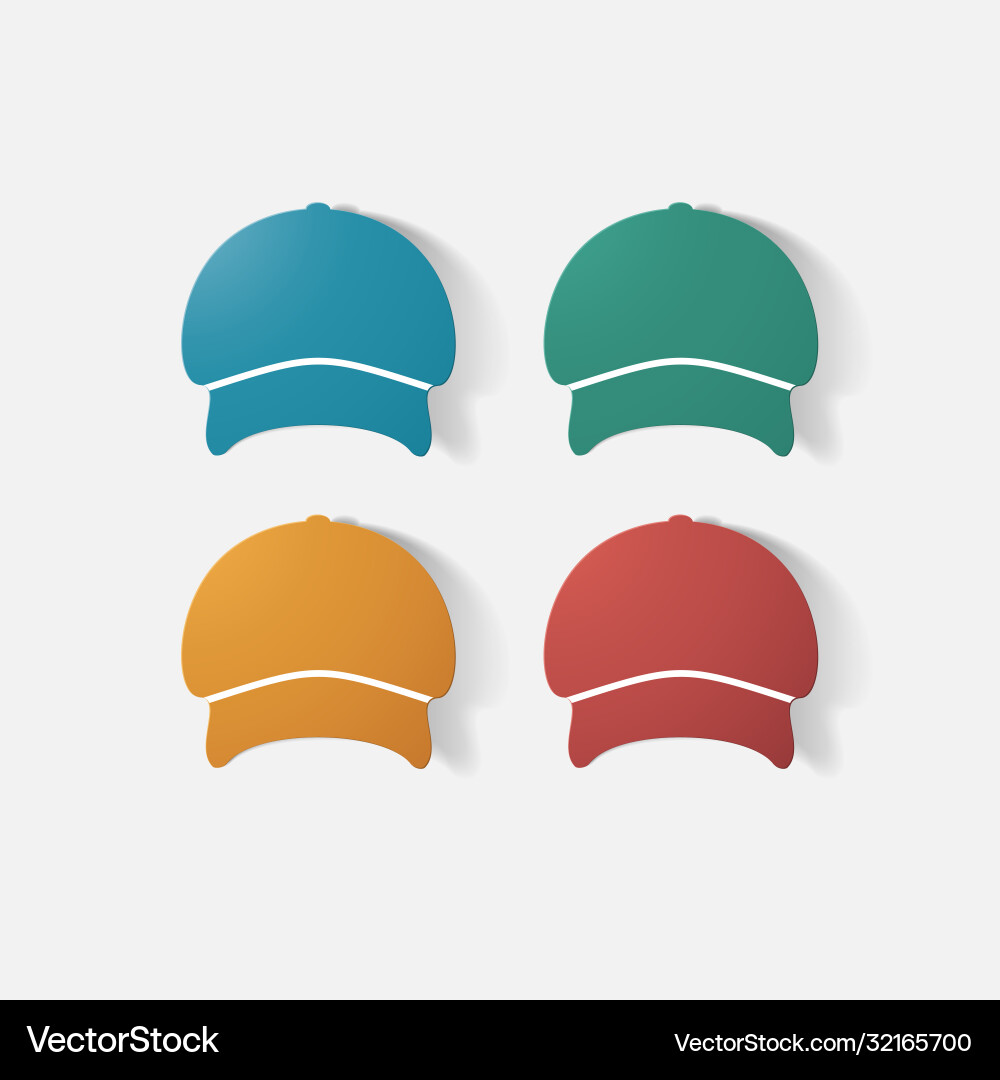 Paper clipped sticker headgear cap Royalty Free Vector Image