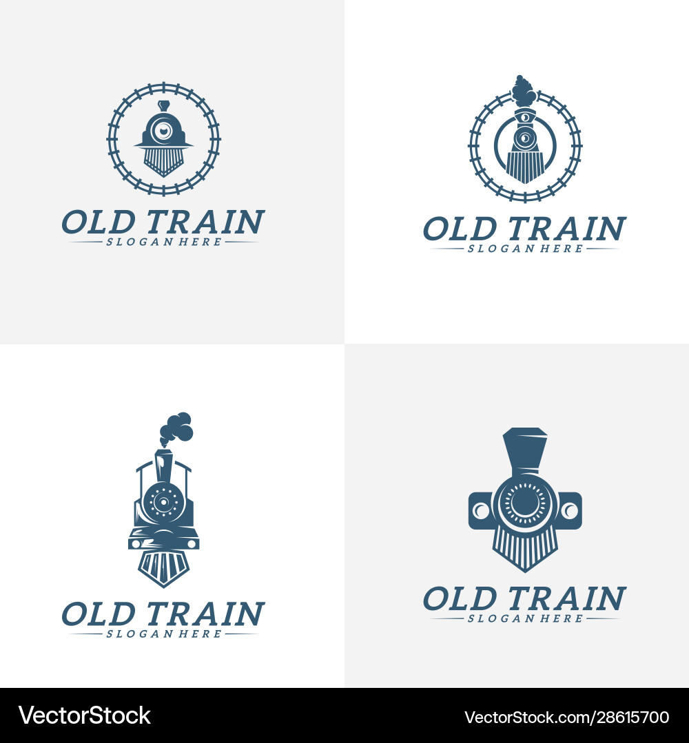 Set classic train logo concept locomotive Vector Image