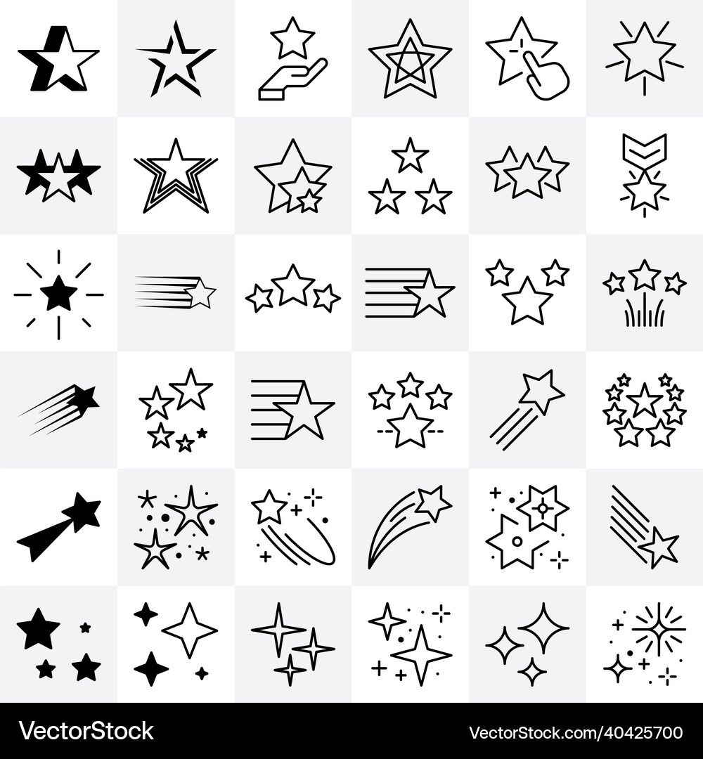 Stars symbol line icons Royalty Free Vector Image