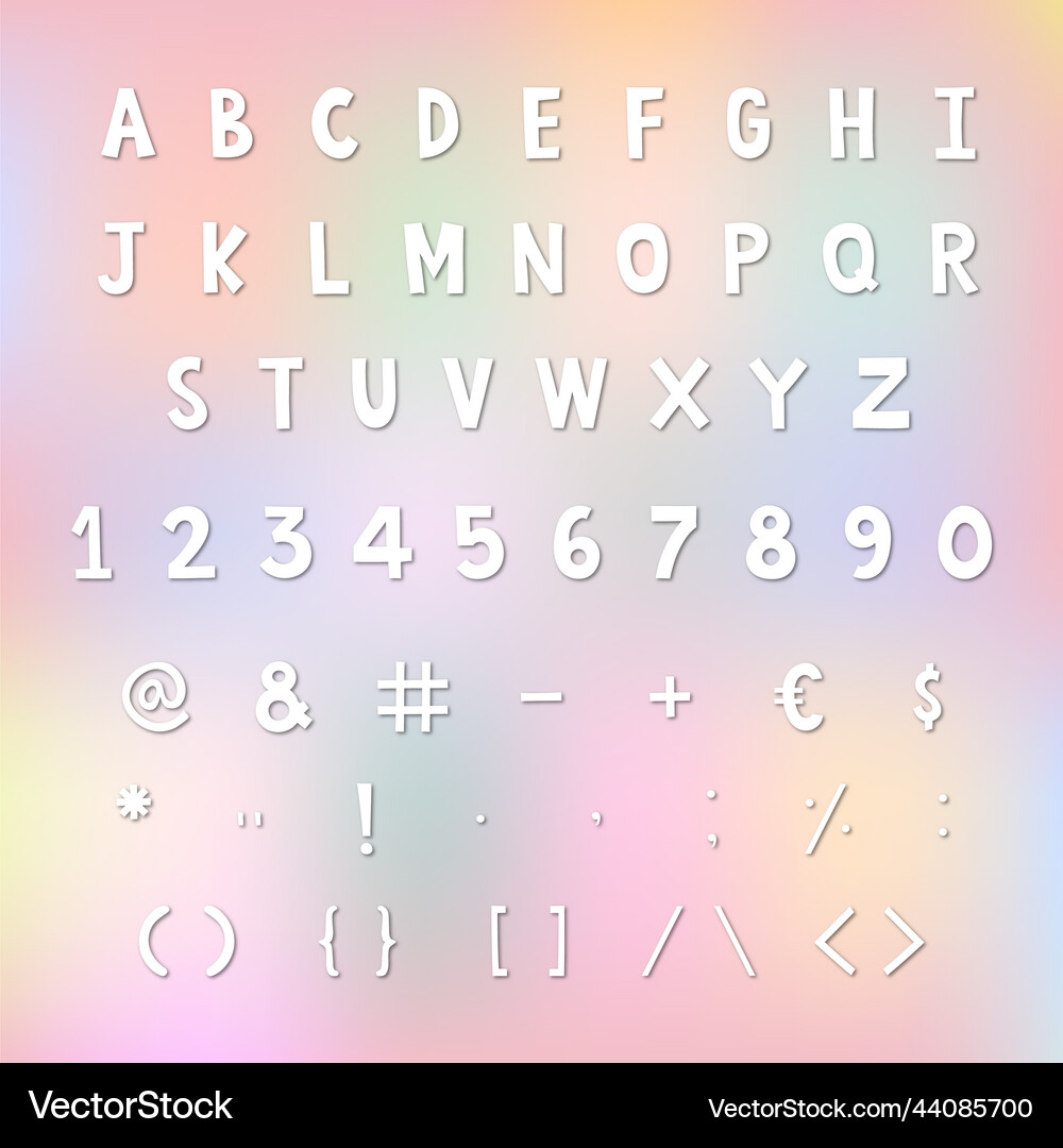 Styled alphabet and symbol set Royalty Free Vector Image