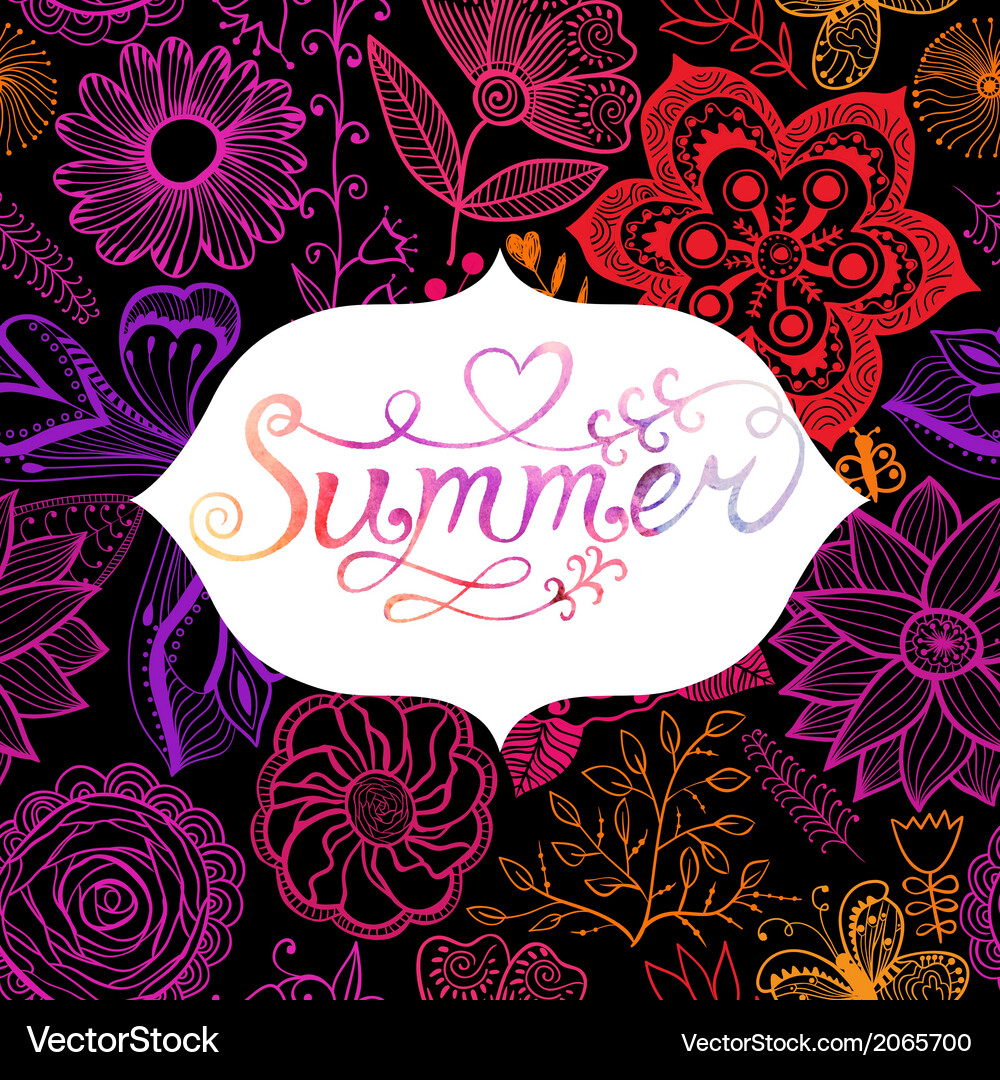 Summer watercolor lettering hand drawn Royalty Free Vector