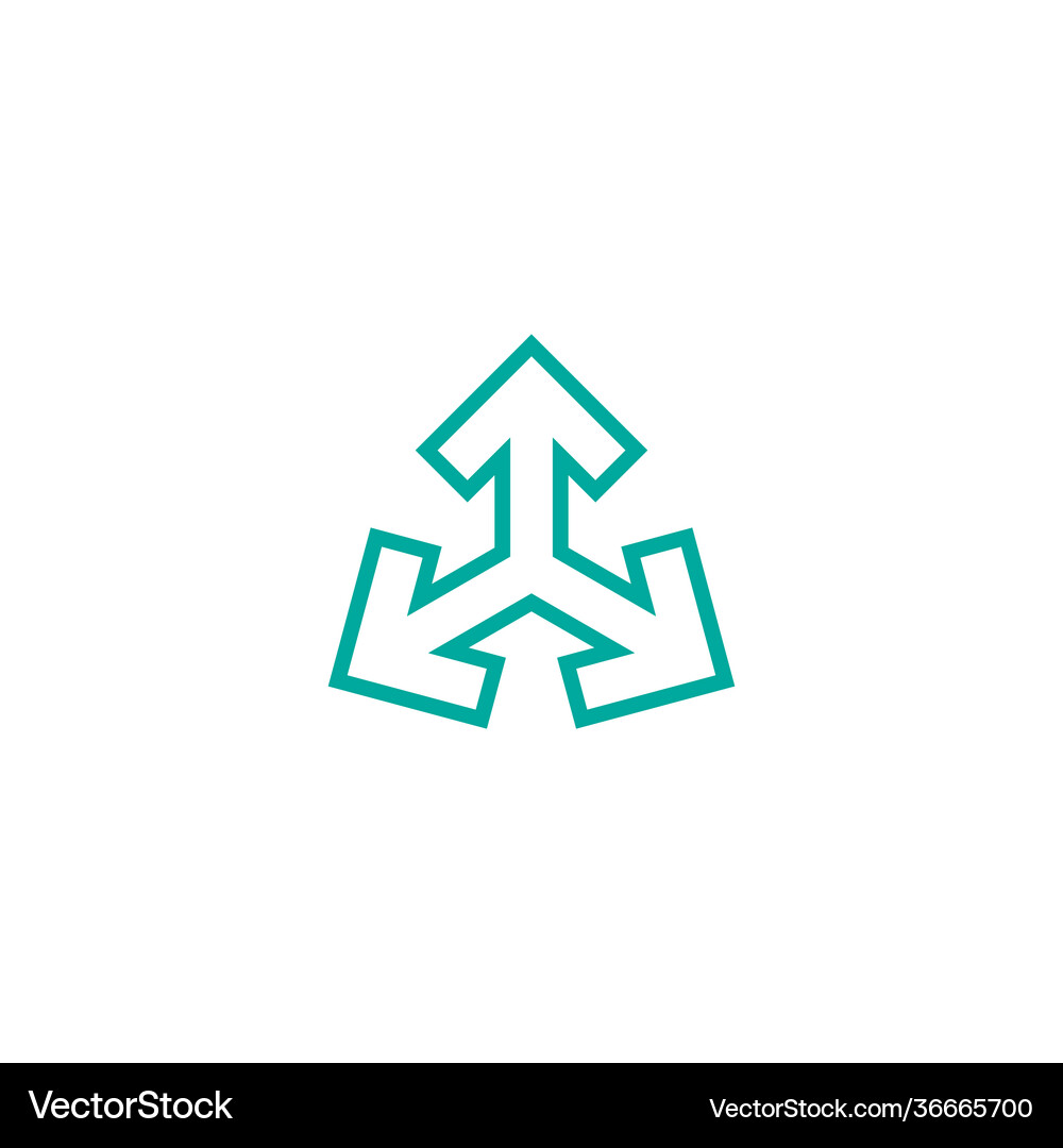 Three arrows point out from center expand Vector Image