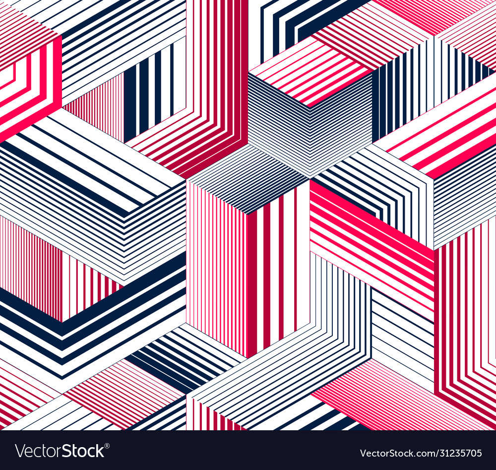 3d cubes seamless pattern background lined Vector Image