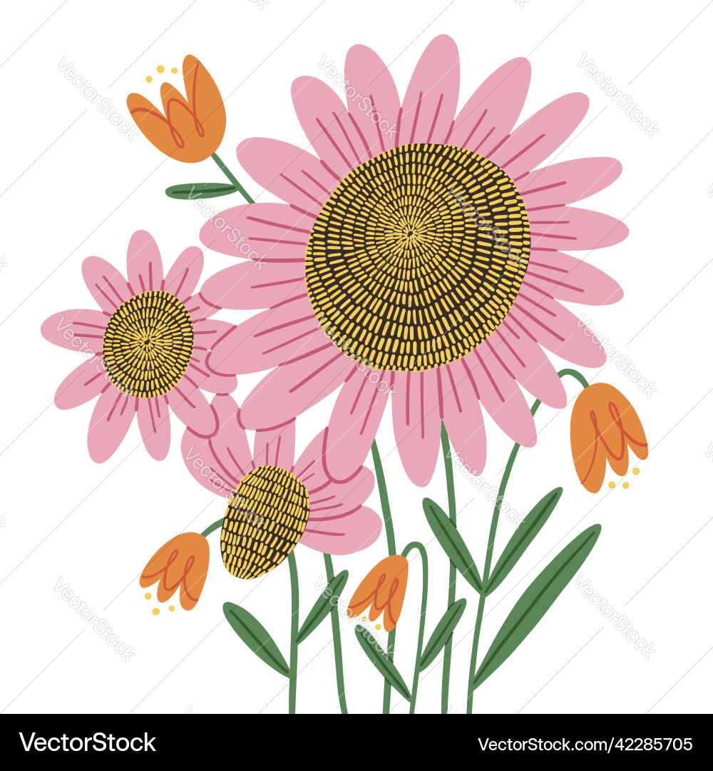 Big abstract flowers bouquet Royalty Free Vector Image