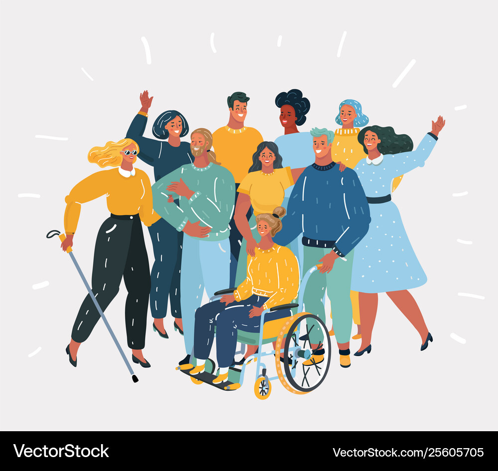 Diverse Group of People with Disabilities Vector Image
