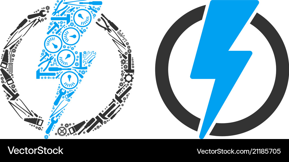 Electricity collage of service tools Royalty Free Vector