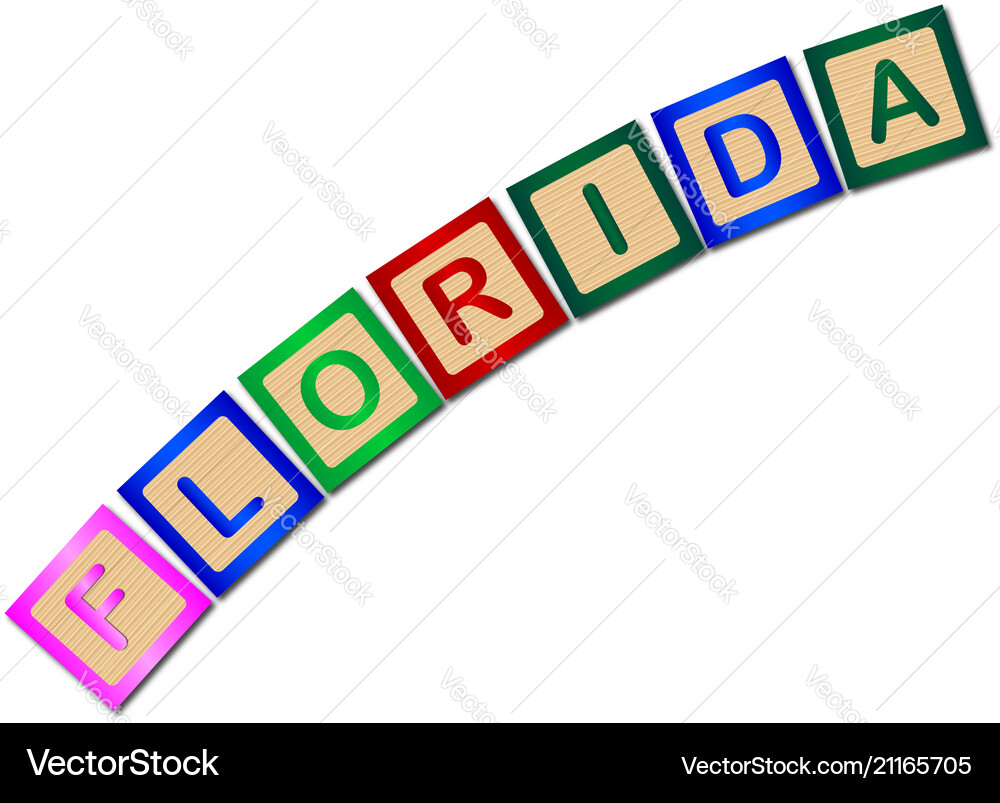 Florida wooden block letters Royalty Free Vector Image