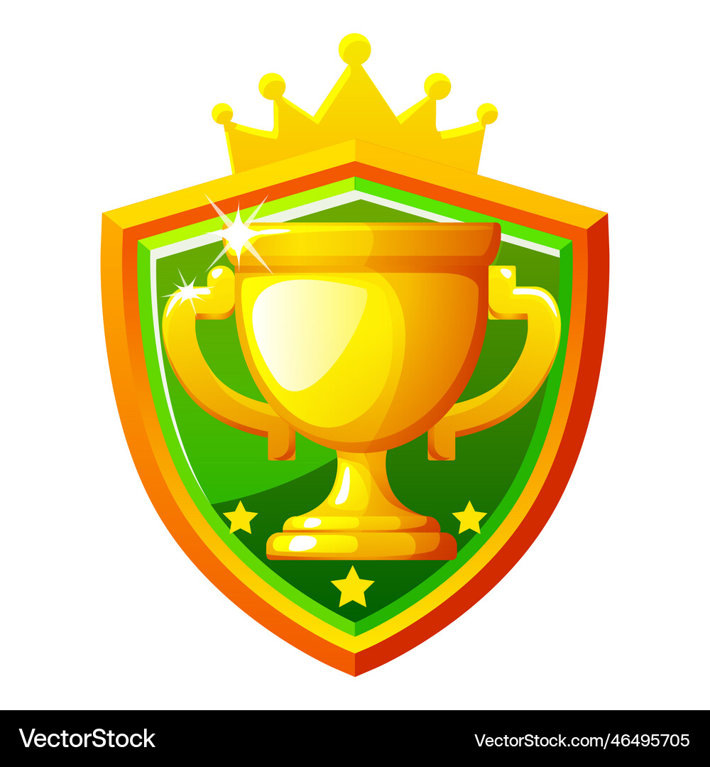 Golden shield award and goblet icon Royalty Free Vector