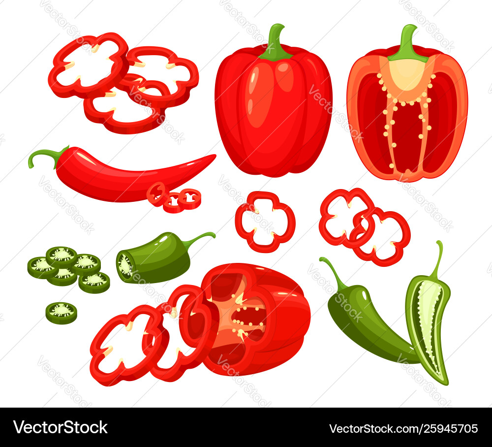 Hot red green chili pepper Royalty Free Vector Image