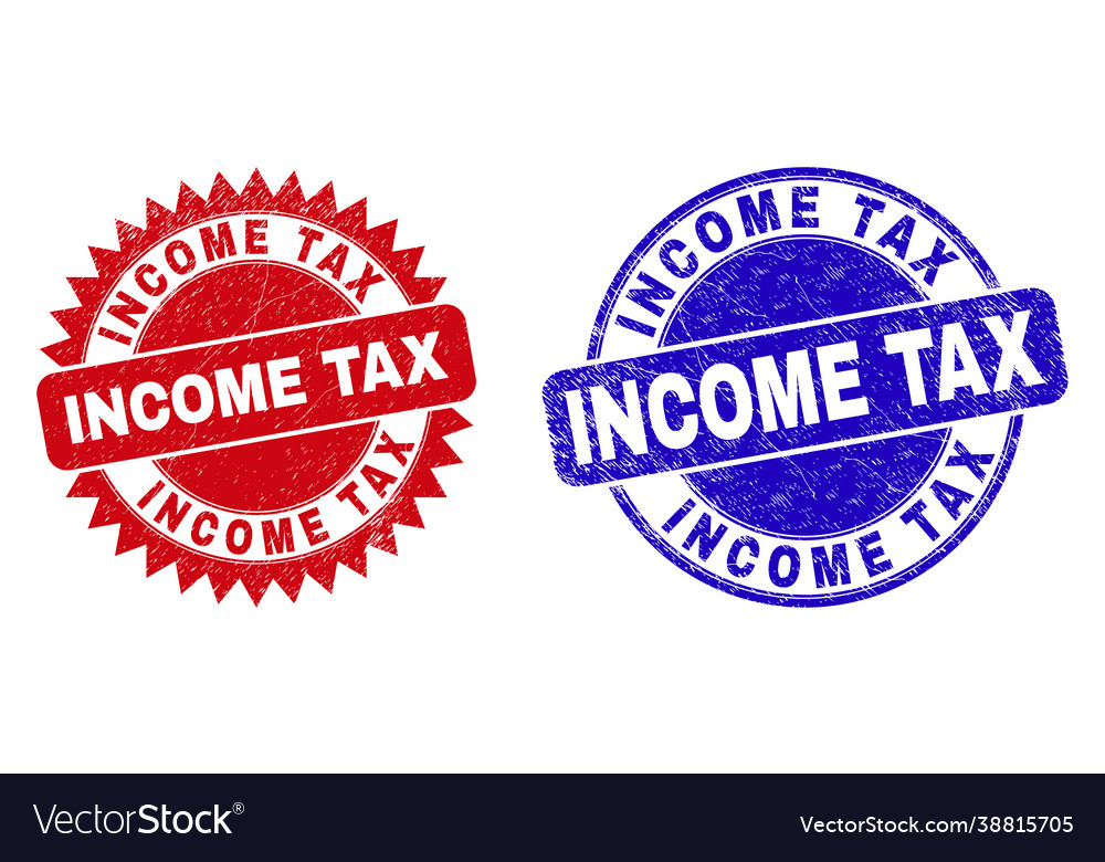 Income tax round and rosette seals with corroded Vector Image