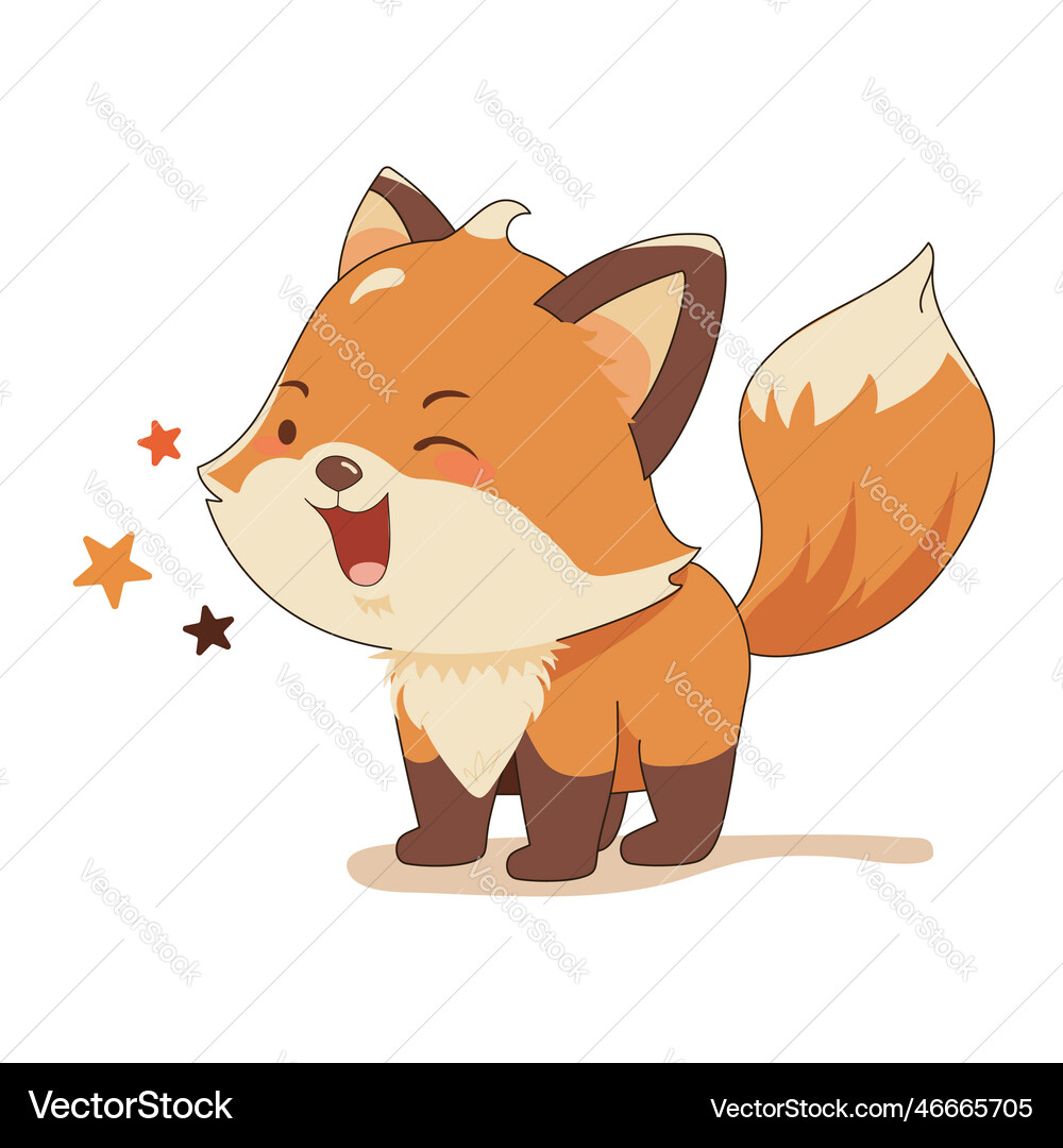 Kawaii happy baby fox winking Royalty Free Vector Image