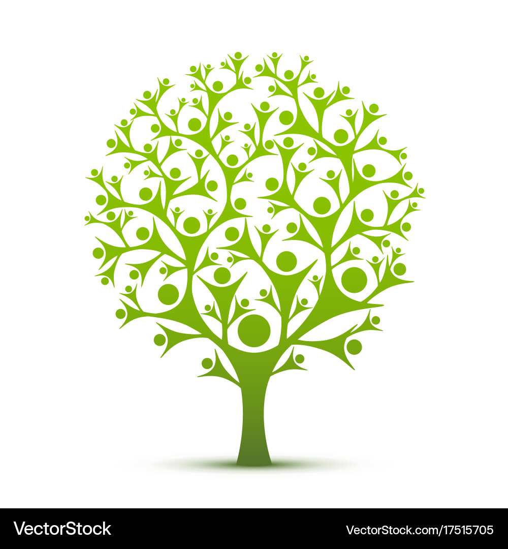 People tree sign color green Royalty Free Vector Image
