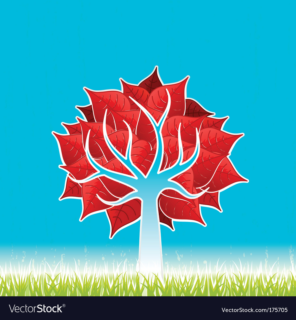Red leaf tree Royalty Free Vector Image - VectorStock