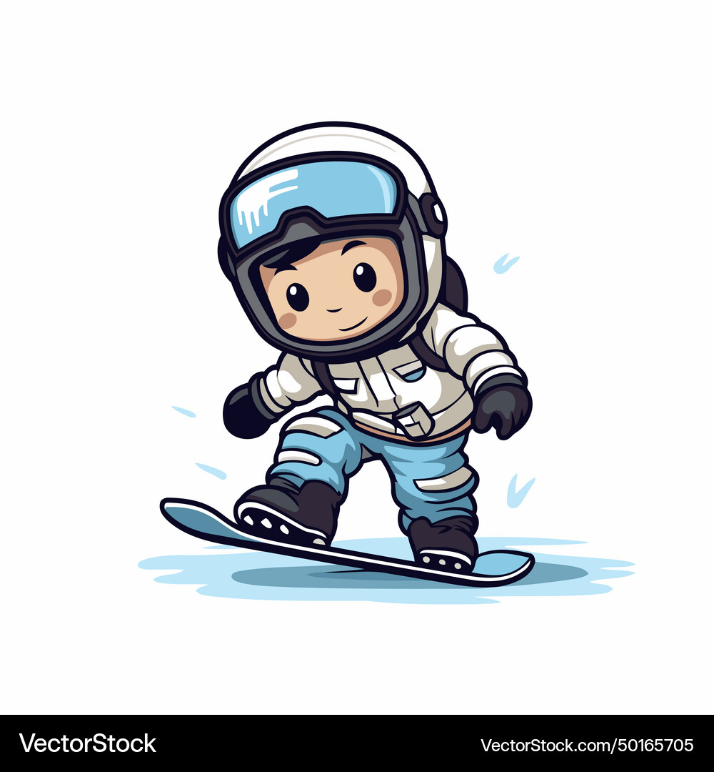 Snowboarder on white background cartoon style Vector Image