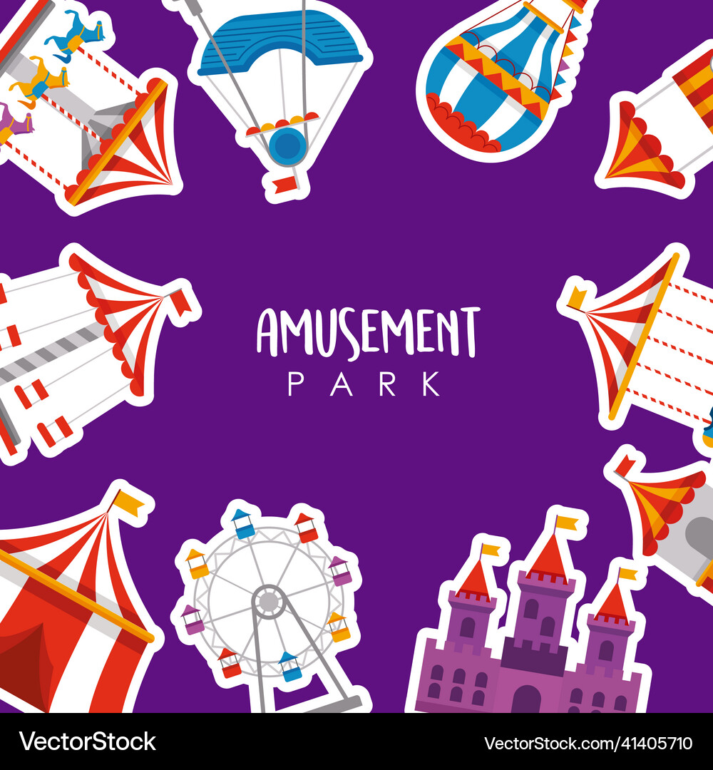Amusement park icons frame Royalty Free Vector Image