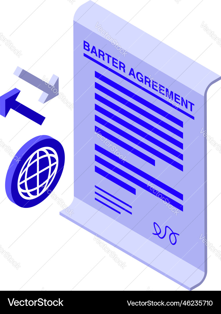 Barter agreement icon isometric money Royalty Free Vector