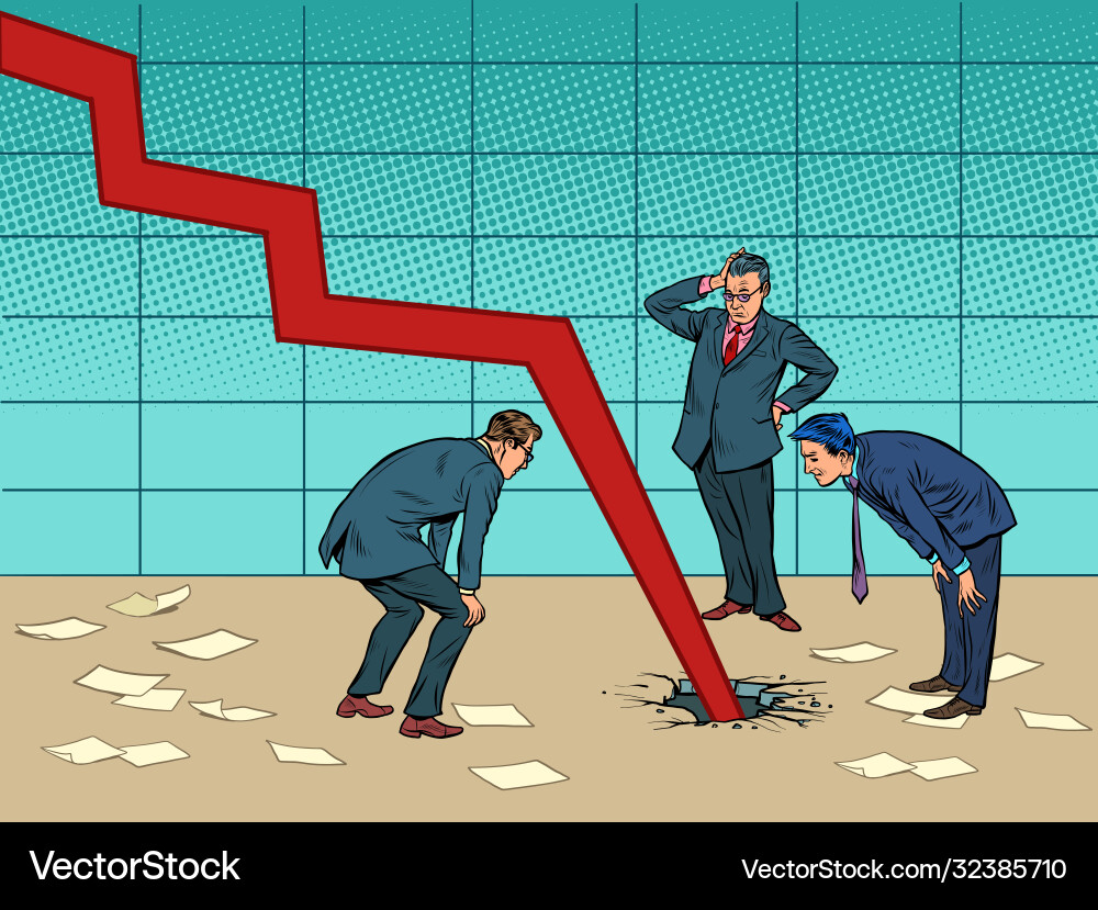 Businessmen are puzzled the chart goes down Vector Image