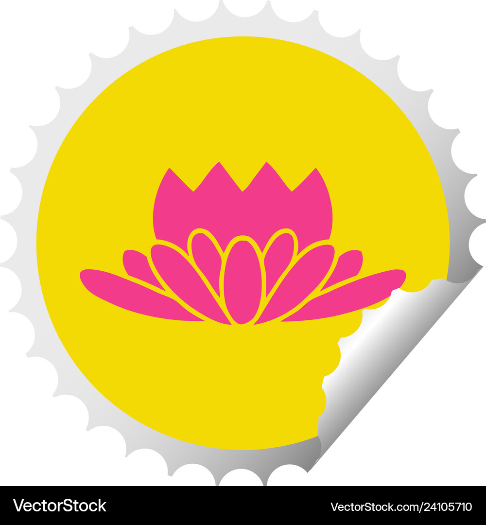 Circular peeling sticker cartoon flower Royalty Free Vector