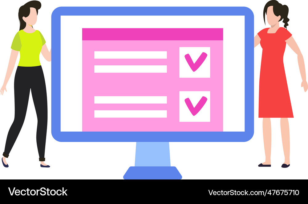 Girls are working on a checklist Royalty Free Vector Image