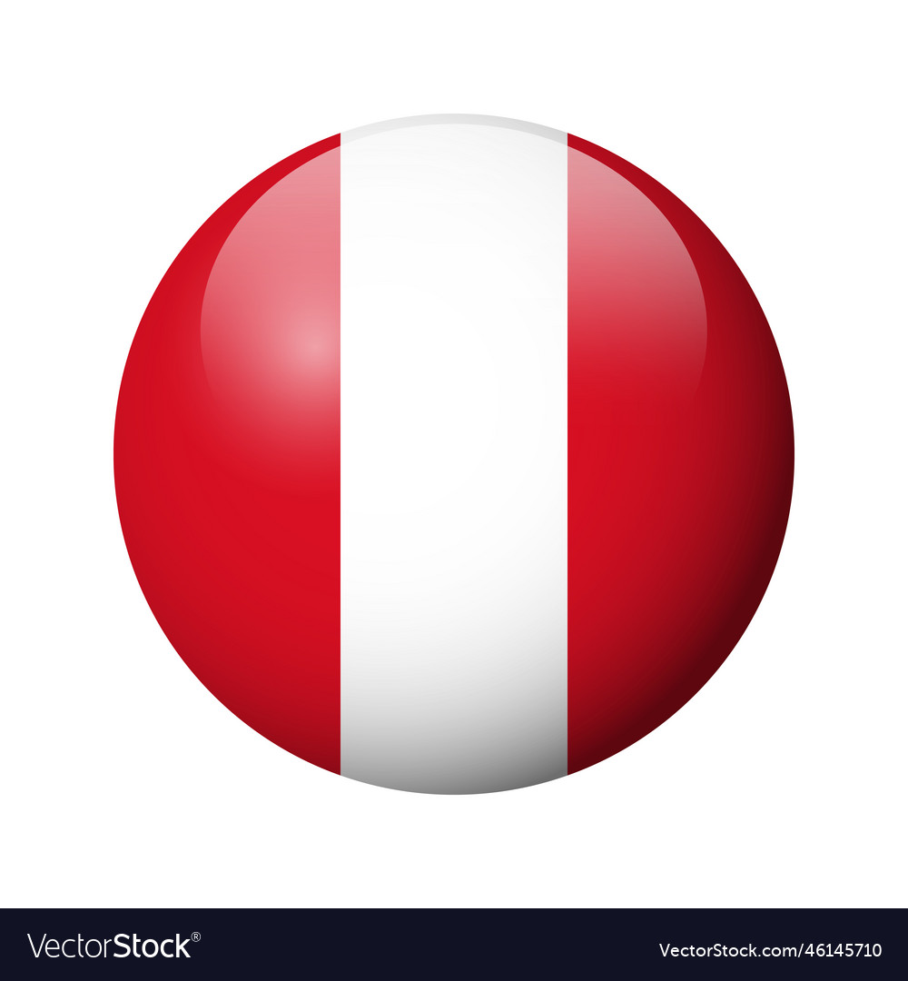 Glossy circle badge flag of peru Royalty Free Vector Image