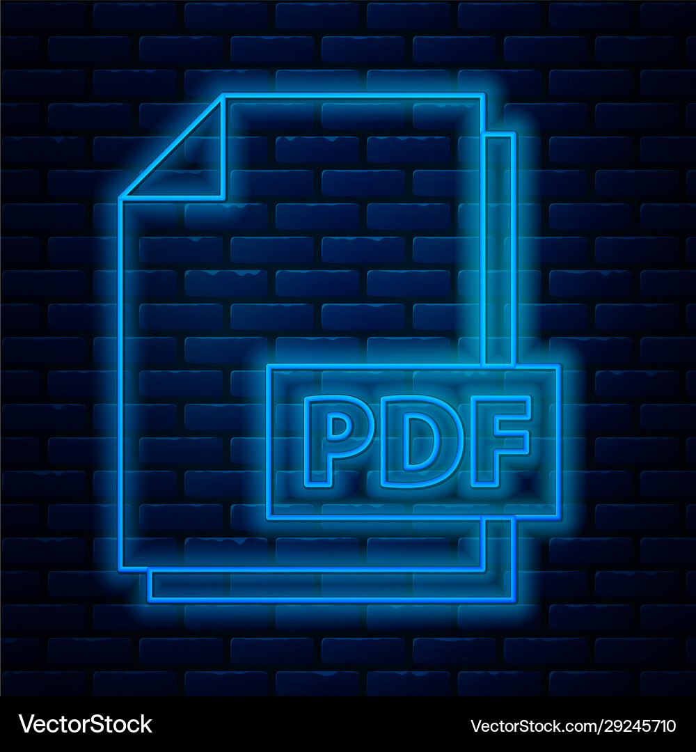 Glowing neon line pdf file document download pdf Vector Image