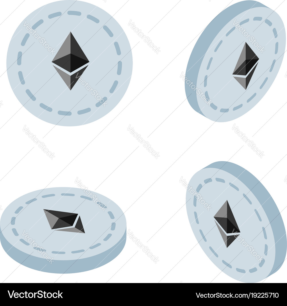 Golden 3d isometric ethereum coins Royalty Free Vector Image