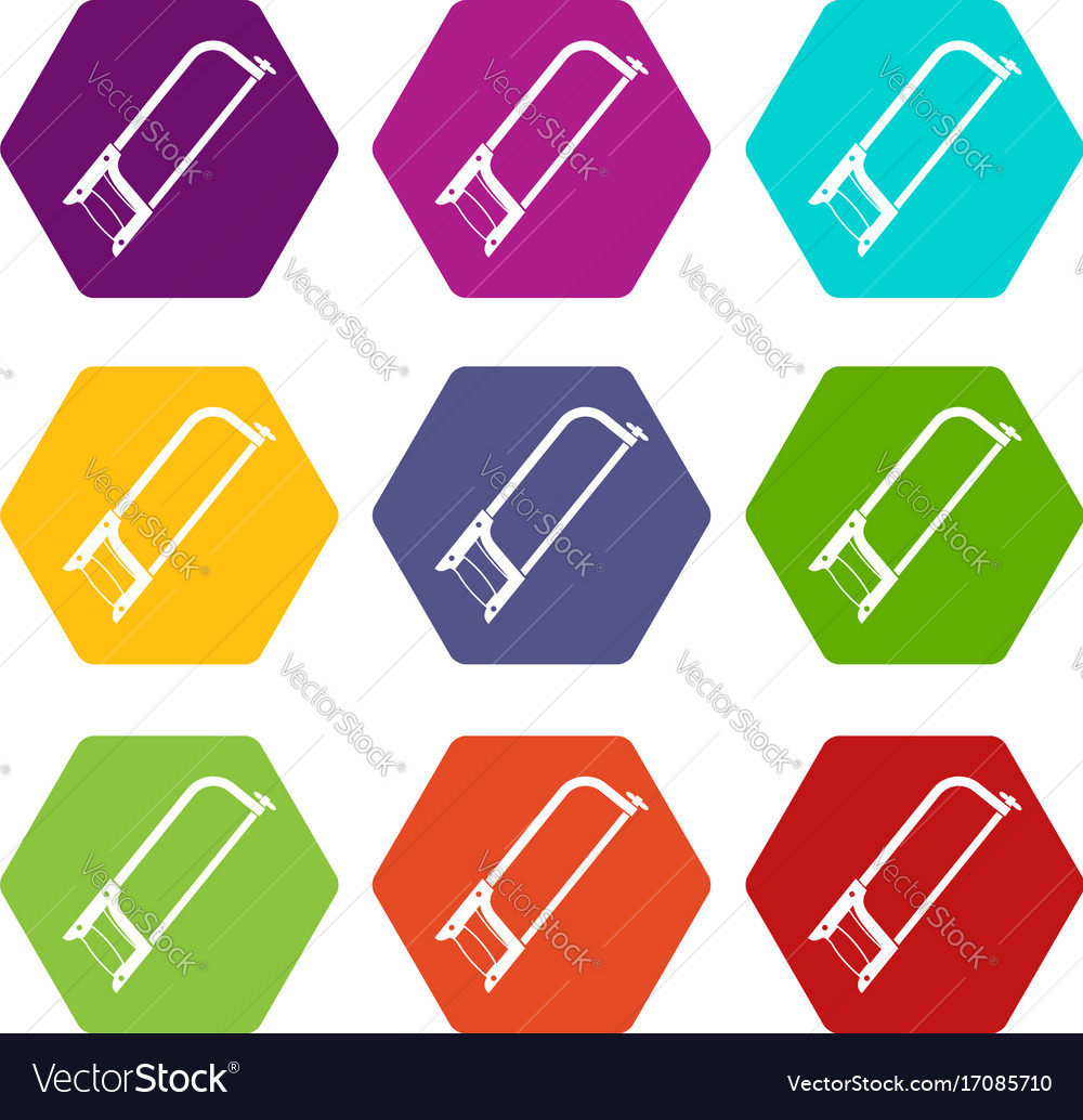 Hacksaw icon set color hexahedron Royalty Free Vector Image