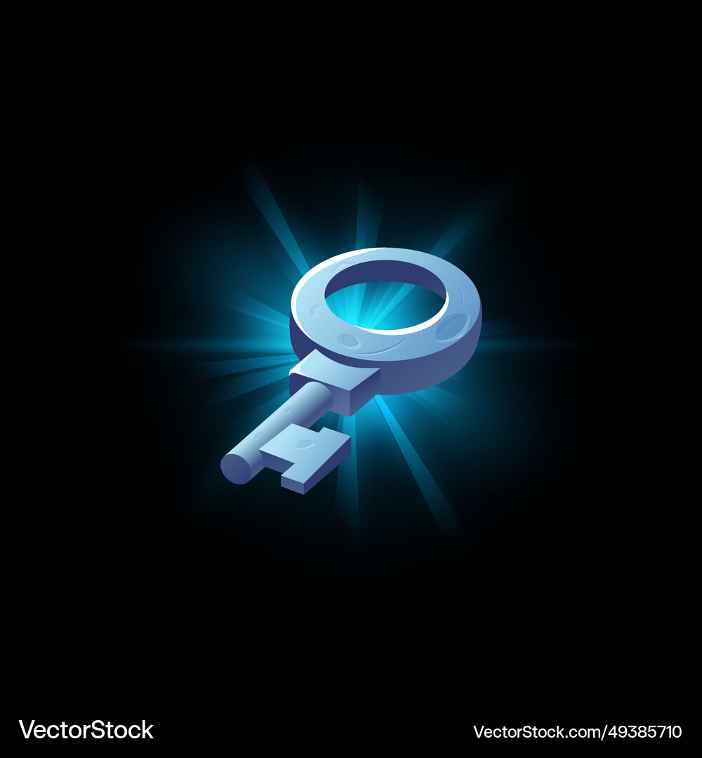 Icon for game design shiny metal key Royalty Free Vector