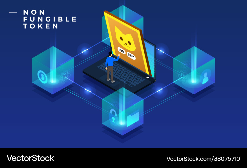 Nft non-fungible token Royalty Free Vector Image