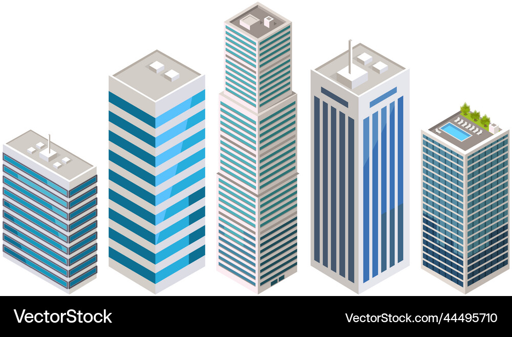 Set of skyscrapers constructions modern Royalty Free Vector