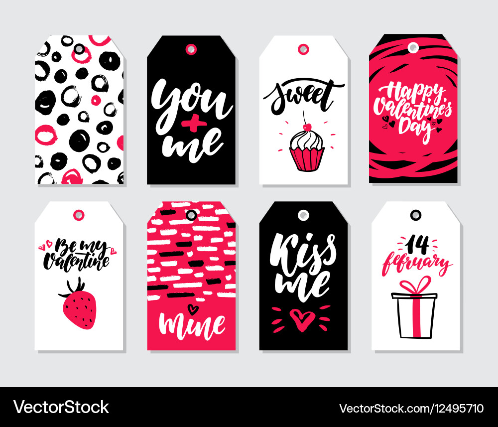 Valentines day gift tag set collection Royalty Free Vector