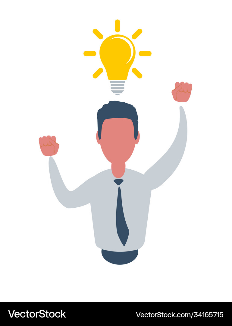 A young man with light bulb over his head Vector Image