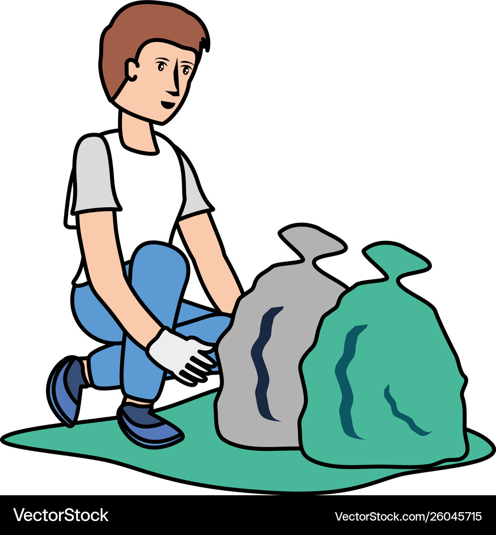 Avatar man with trash bag design Royalty Free Vector Image