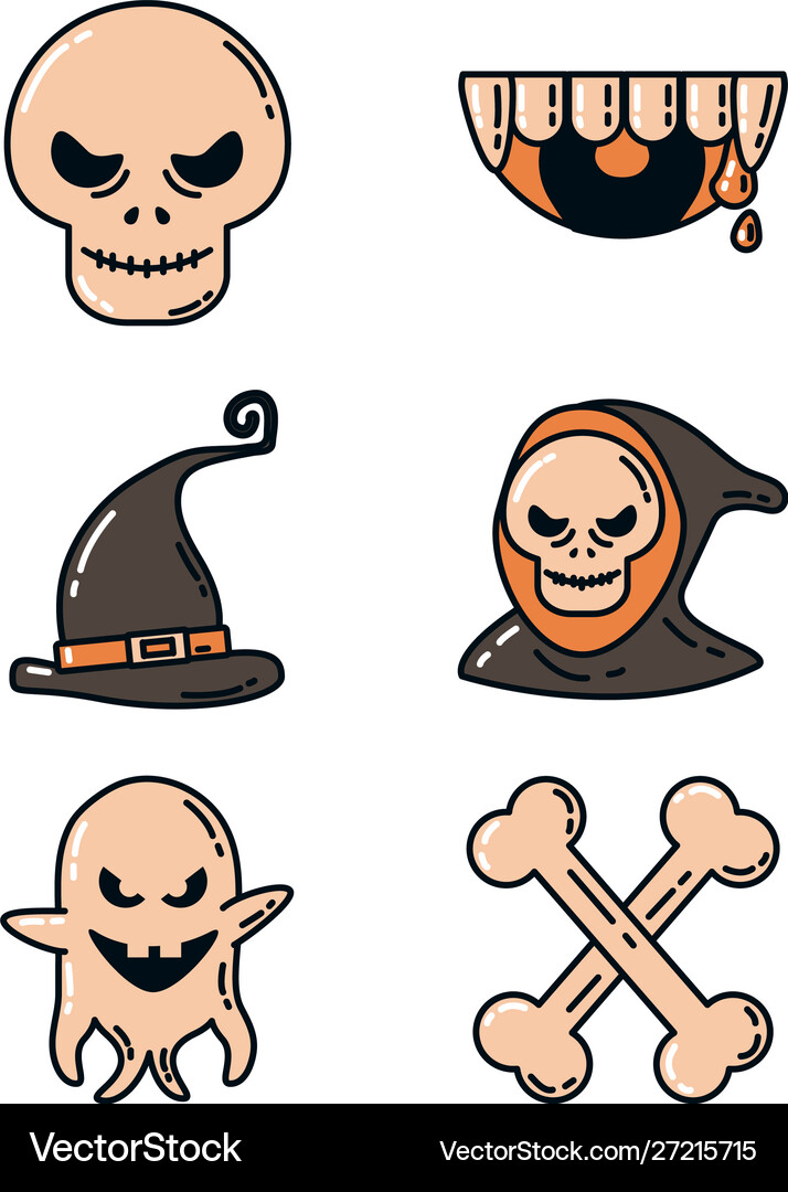 Bundle halloween icons Royalty Free Vector Image